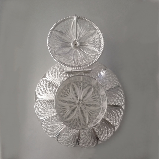Sterling Silver filigree keepsake box Round 6 leaf