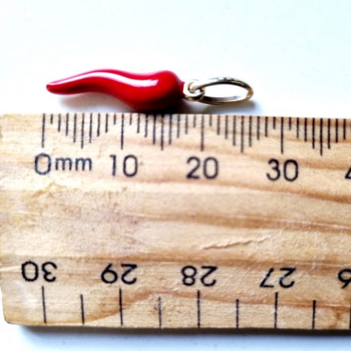 9ct Gold Horn cornicello red chilli charm pendant 2cm. Italy.